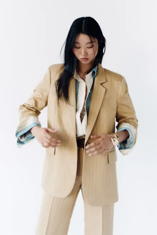 H&m Linen Blend Twill Blazer