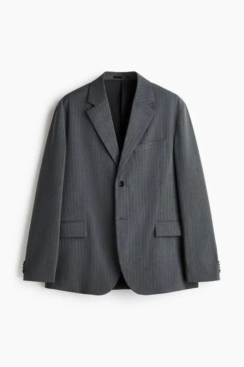 H&m Oversized Fit Single-breasted Jacket With Pin Stripes