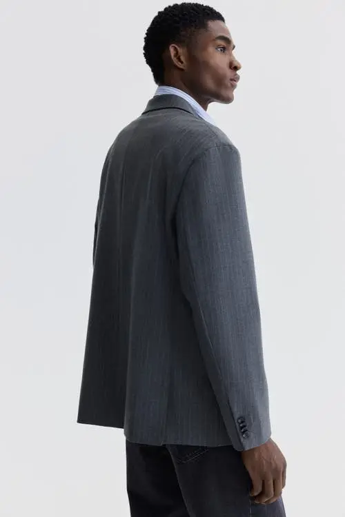 H&m Oversized Fit Single-breasted Jacket With Pin Stripes