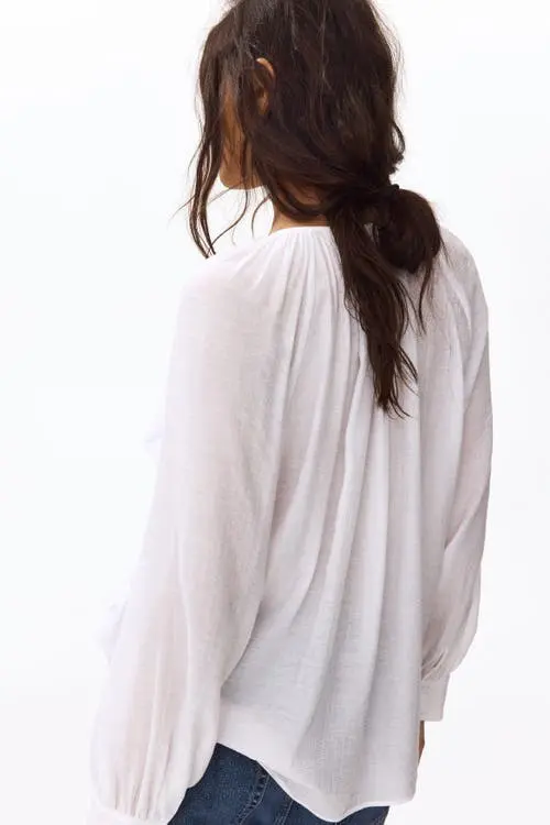 H&m Oversized Blouse With Flounce Trim