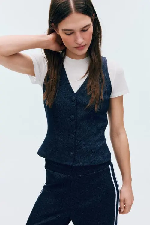H&m Fitted Jersey Waistcoat With V-neckline