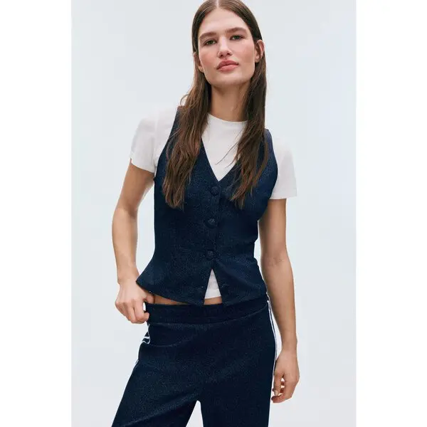 H&m Jersey Waistcoat With V-neckline And Button Detail