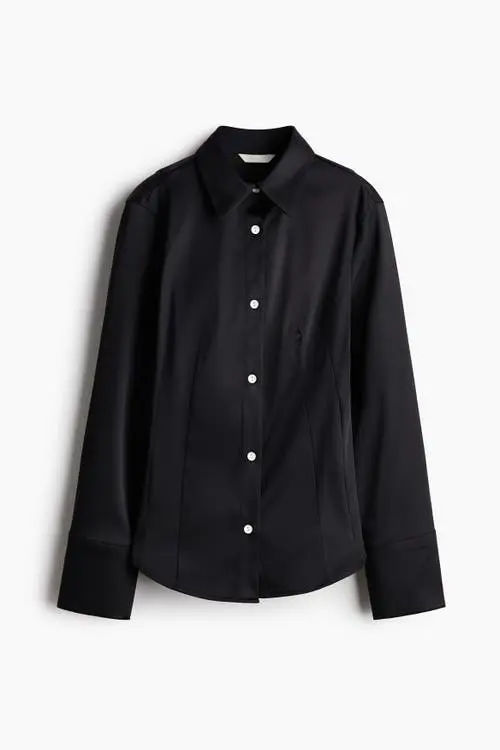 H&m Fitted Twill Shirt With Sheen