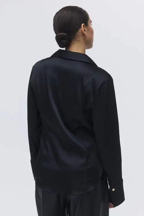H&m Fitted Twill Shirt With Sheen