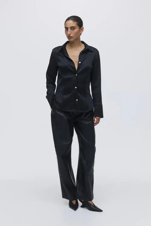 H&m Fitted Twill Shirt With Subtle Sheen