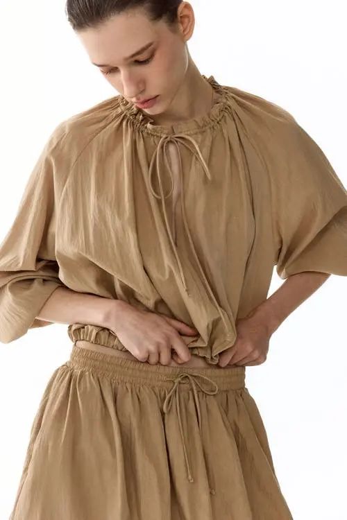 H&m Bubble Hem Skirt - Beige