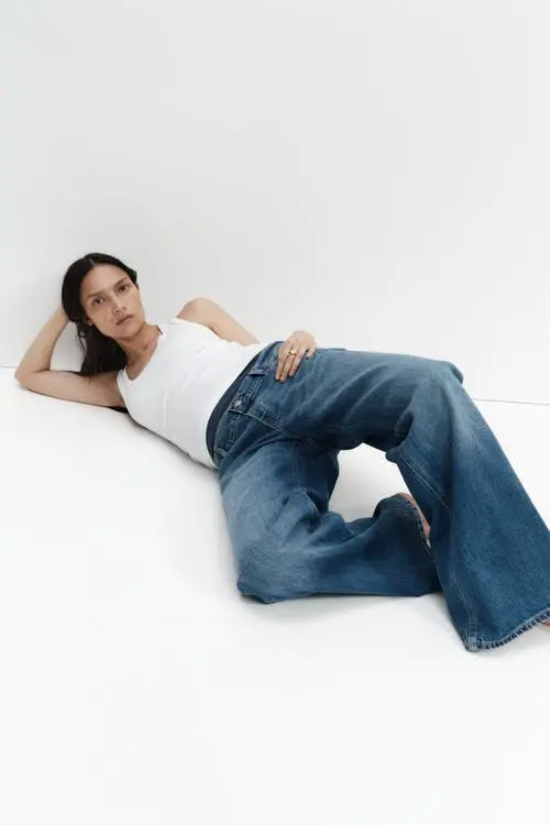 H&M Mama Wide Leg Jeans - Denim Blue
