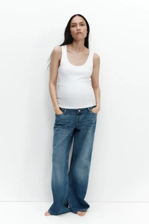 H&M Mama Wide Leg Jeans - Denim Blue