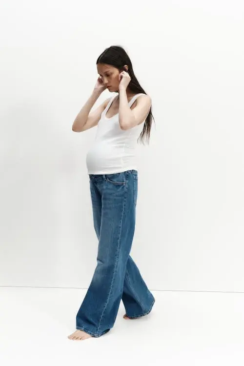 H&M Mama Wide Leg Jeans - Denim Blue