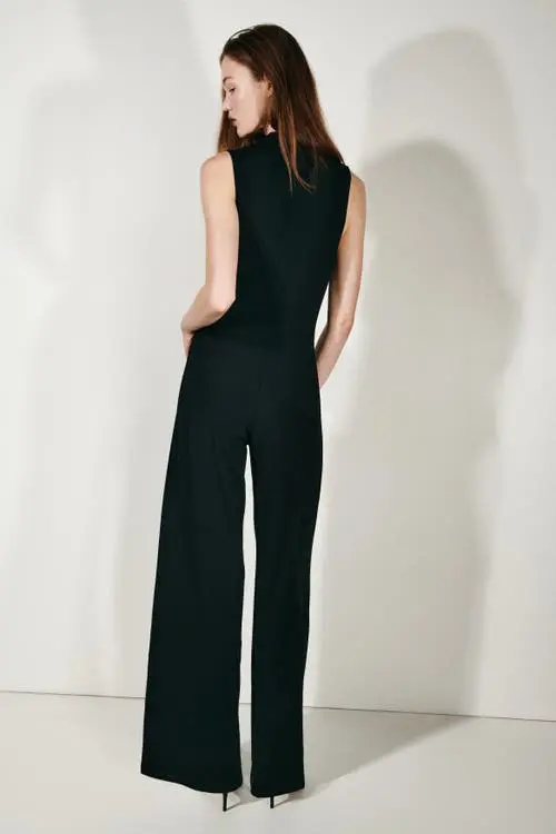 H&m Sleeveless Draped Jumpsuit With Tie Belt
