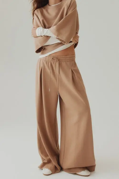 H&m Pleat-detail Drawstring Wide Leg Trousers
