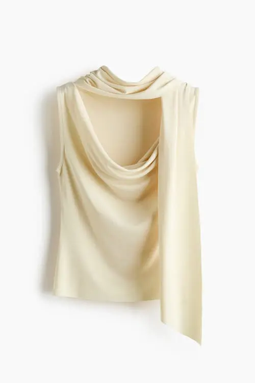 H&m Sleeveless Top With Draped Scarf Detail