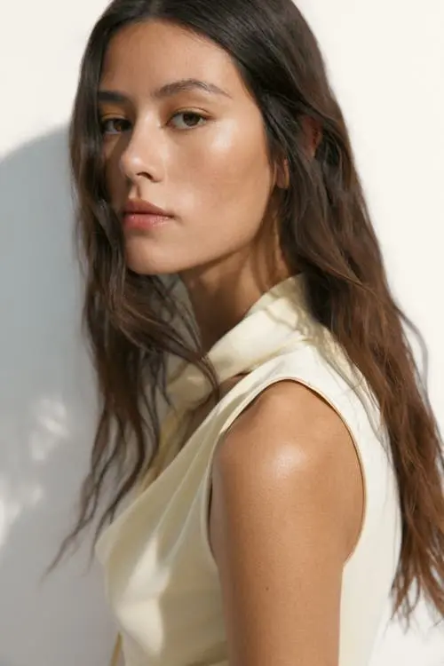 H&m Sleeveless Top With Draped Scarf Detail