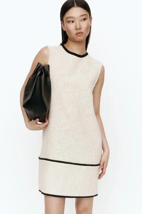 H&m Linen-blend Textured Shift Dress