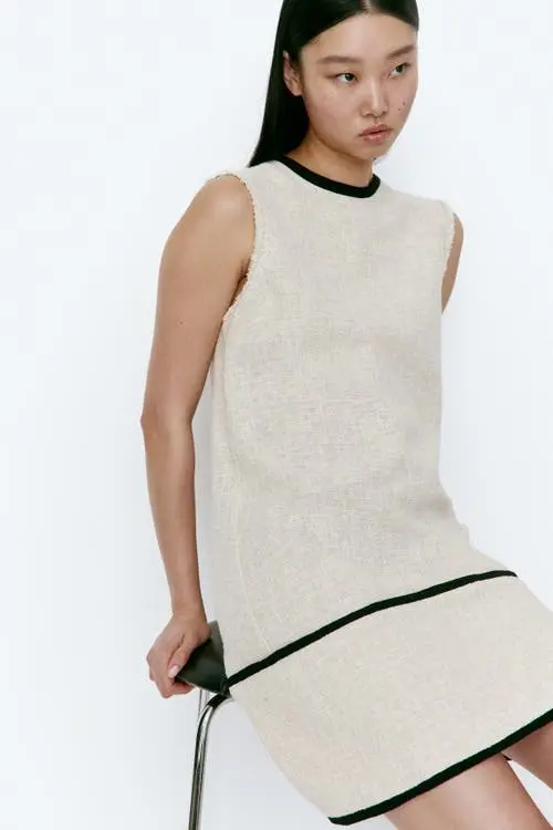 H&m Linen-blend Textured Shift Dress