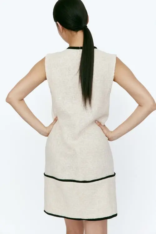 H&m Linen-blend Textured Shift Dress
