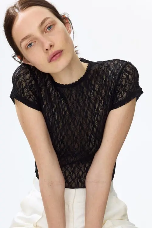H&m Lace-look Jersey Thong Bodysuit
