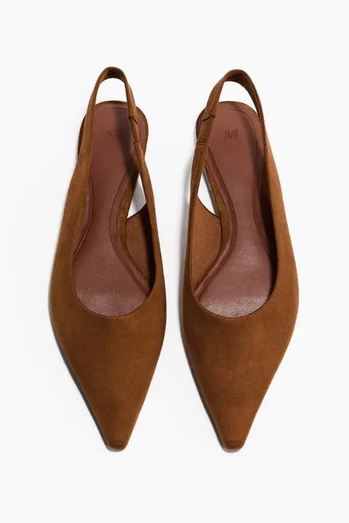 H&m Pointed Toe Slingbacks With Elasticated Heel Strap