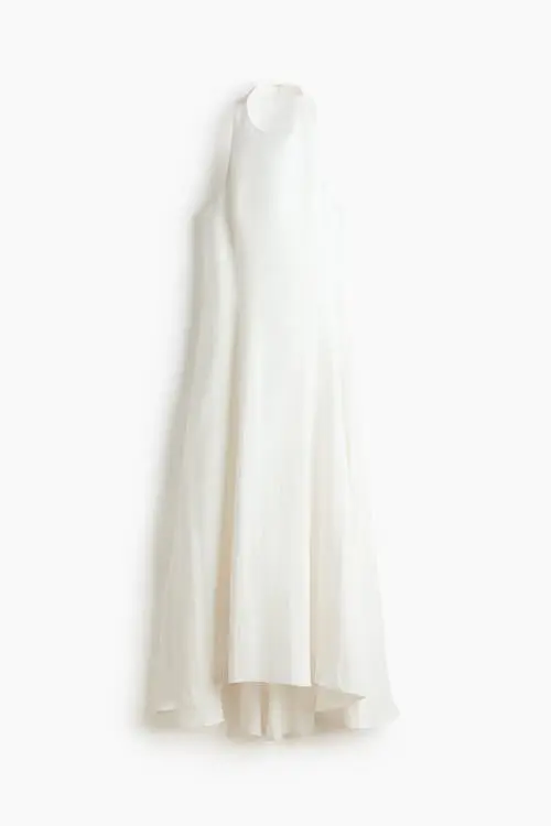 H&m Flared-skirt Halterneck Dress - White
