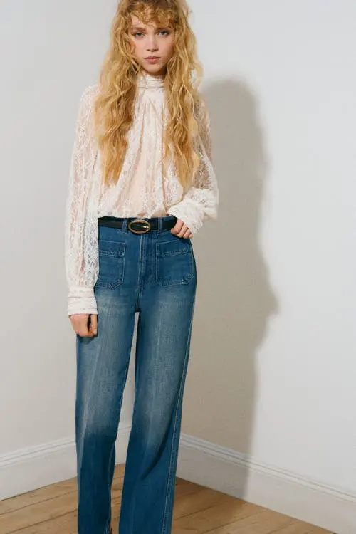 H&m High Waist Straight Leg Jeans