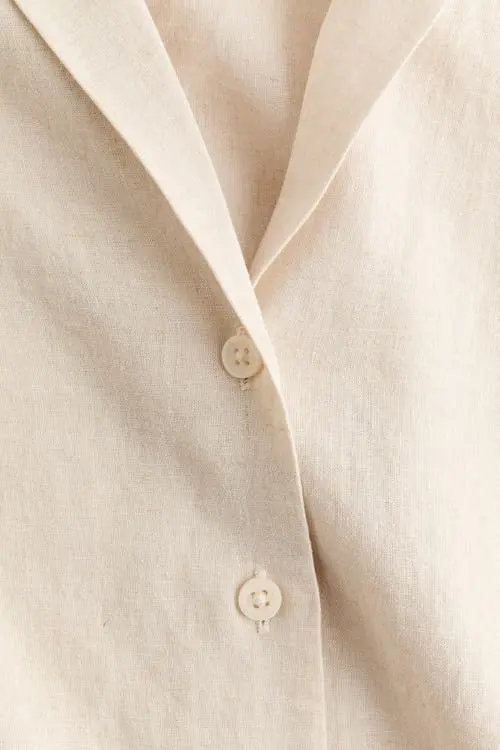 H&m Linen-blend Resort Shirt - Light Beige