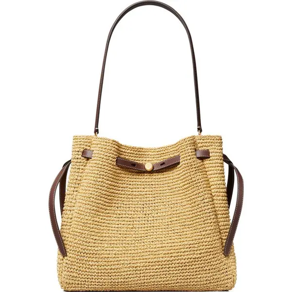 Tory Burch Large Romy Straw Bucket Bag - Natural