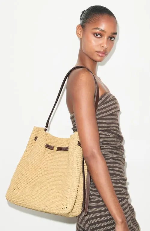 Tory Burch Large Romy Straw Bucket Bag - Natural