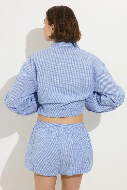 H&m Cotton Gingham Balloon Hem Shorts