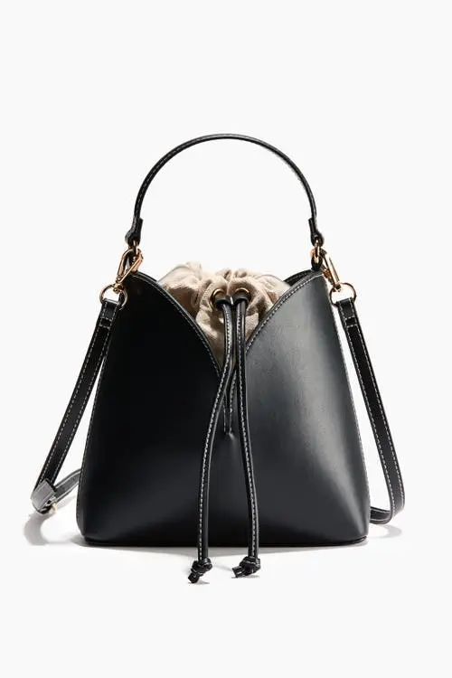 H&m Crossbody Bucket Bag With Accent Stitching
