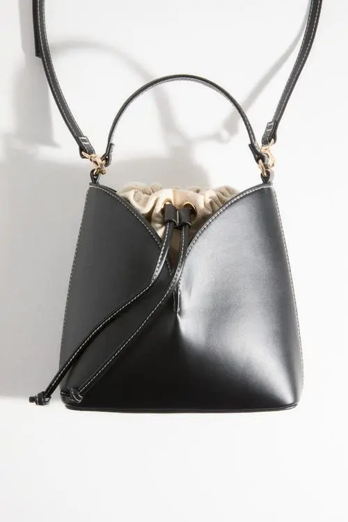 H&m Crossbody Bucket Bag With Accent Stitching