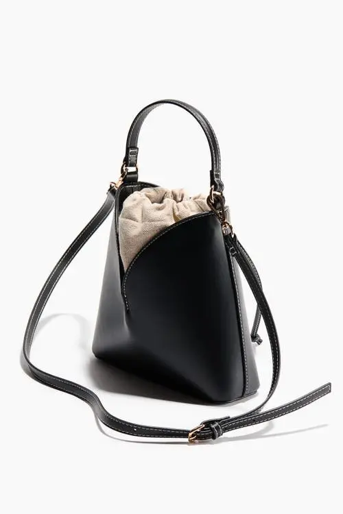 H&m Crossbody Bucket Bag With Accent Stitching