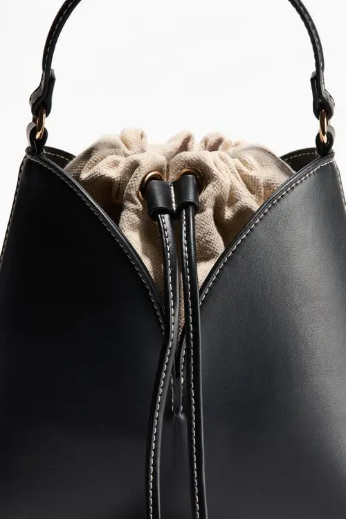 H&m Crossbody Bucket Bag With Accent Stitching