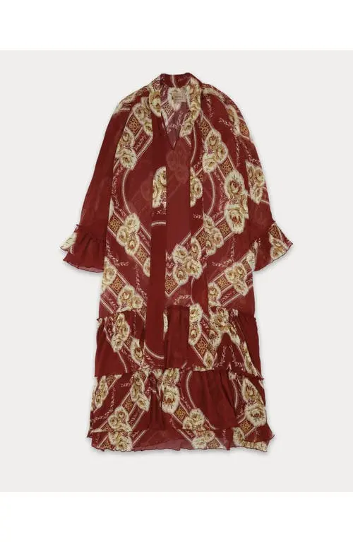 FORTELA Aradia Floral Printed Silk Caftan Dress - Pink