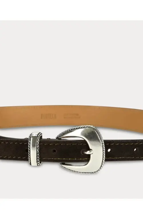 FORTELA Arizona Silver Buckle Suede Leather Belt