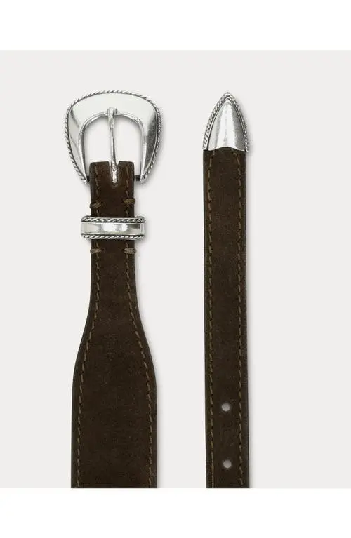 FORTELA Arizona Silver Buckle Suede Leather Belt