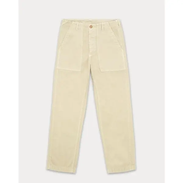 FORTELA Fatigue Herringbone Cotton Trousers - Ecru