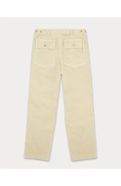 FORTELA Fatigue Herringbone Cotton Trousers - Ecru