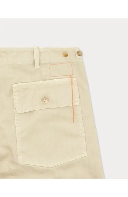 FORTELA Fatigue Herringbone Cotton Trousers - Ecru
