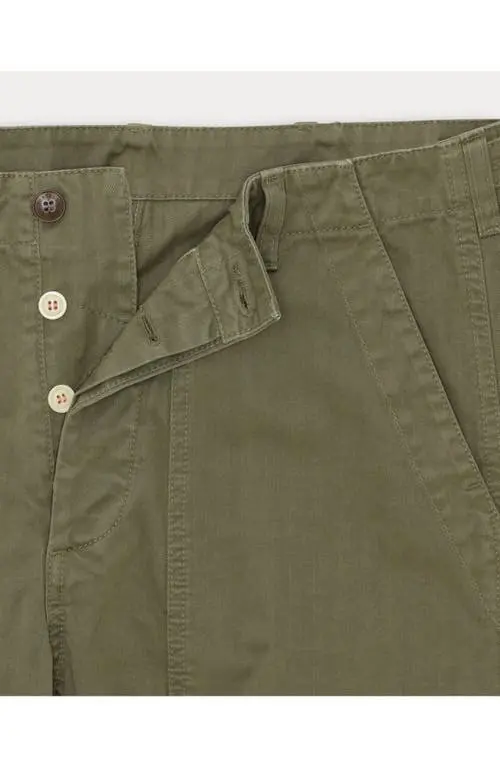 FORTELA Fatigue Herringbone Cotton Trousers - Sage Green
