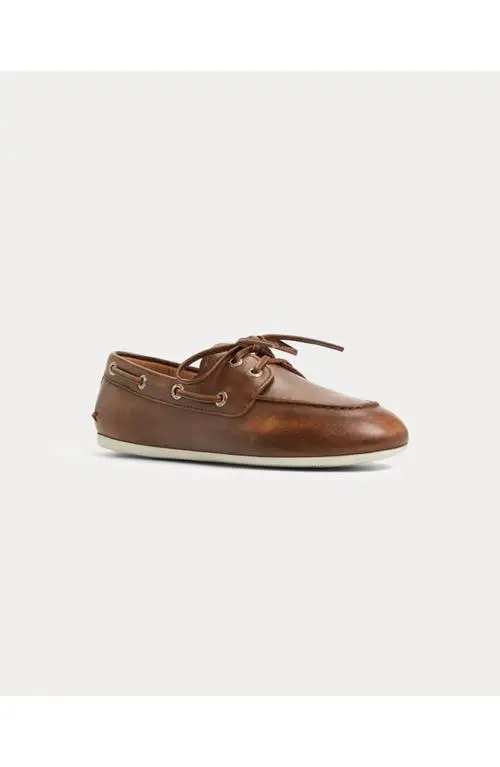 FORTELA Sperry Slimboat Distressed Leather Boat Shoe - Camel