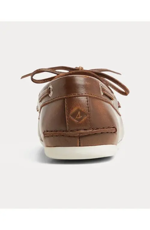FORTELA Sperry Slimboat Distressed Leather Boat Shoe - Camel