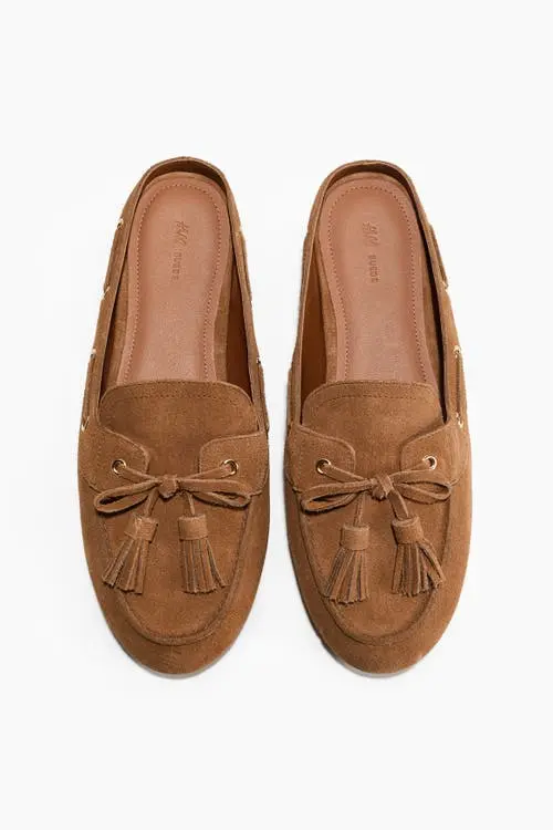 H&m Split Suede Mules - Brown