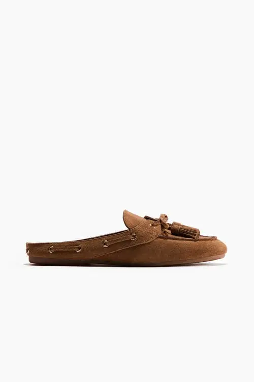 H&m Split Suede Mules - Brown