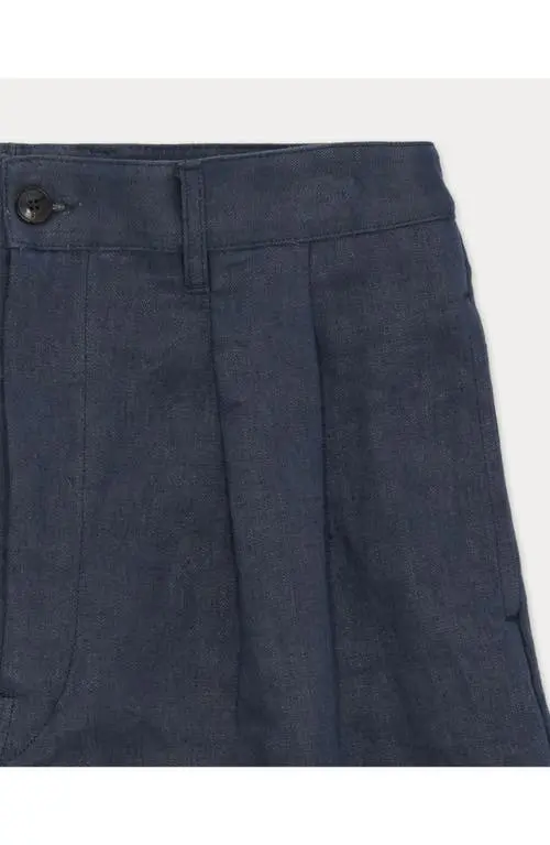 FORTELA Newyork Pleated Linen Trousers - Blue