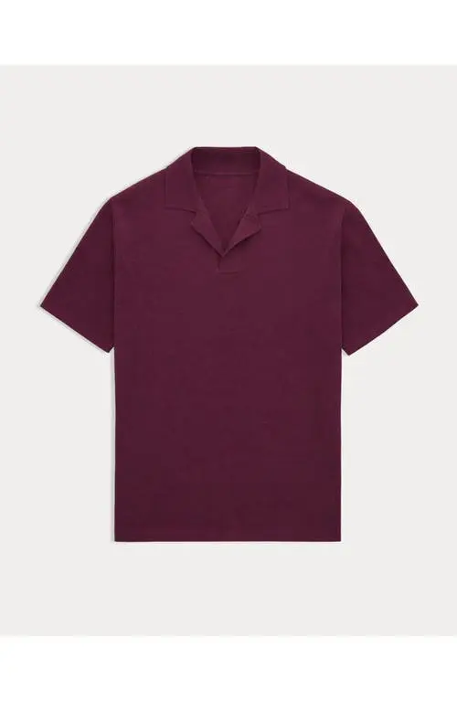 FORTELA Adrien V-neck Cotton Polo - Plum
