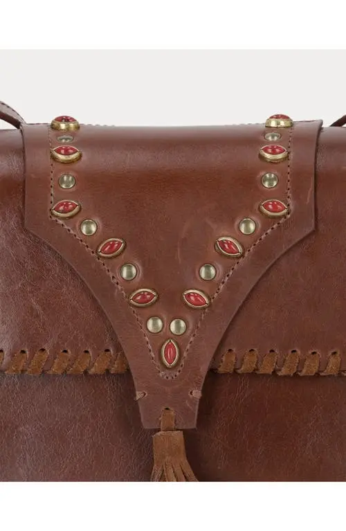 FORTELA Kate Leather Handbag With Coral Embellishments
