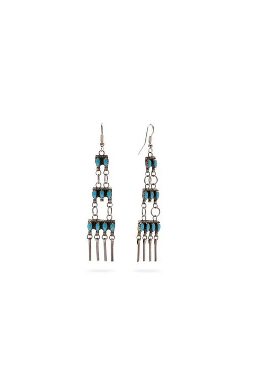 FORTELA Sterling Turquoise Drop Earrings - Silver