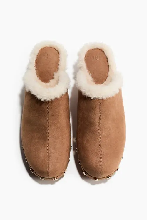 H&m Warm-lined Clogs With Stud Detailing