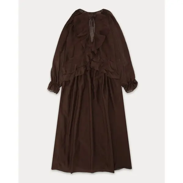 FORTELA Cotton Silk Caftan Dress - Brown