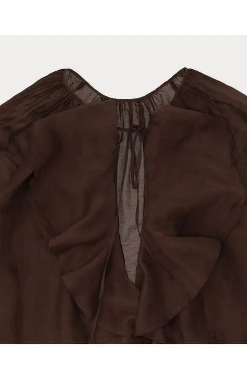 FORTELA Cotton Silk Caftan Dress - Brown